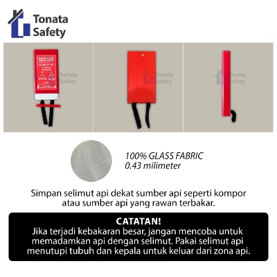 Fire Blanket / Selimut Api Tonata 1,2 x 1,2 m / Hard Case