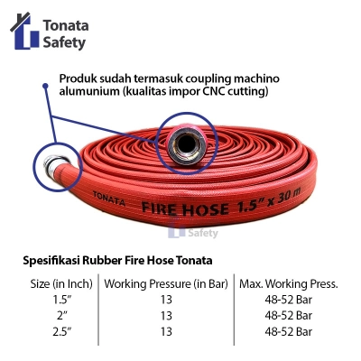 Fire Hose Rubber Tonata 2.5" x 30m / Selang Pemadam 30 m