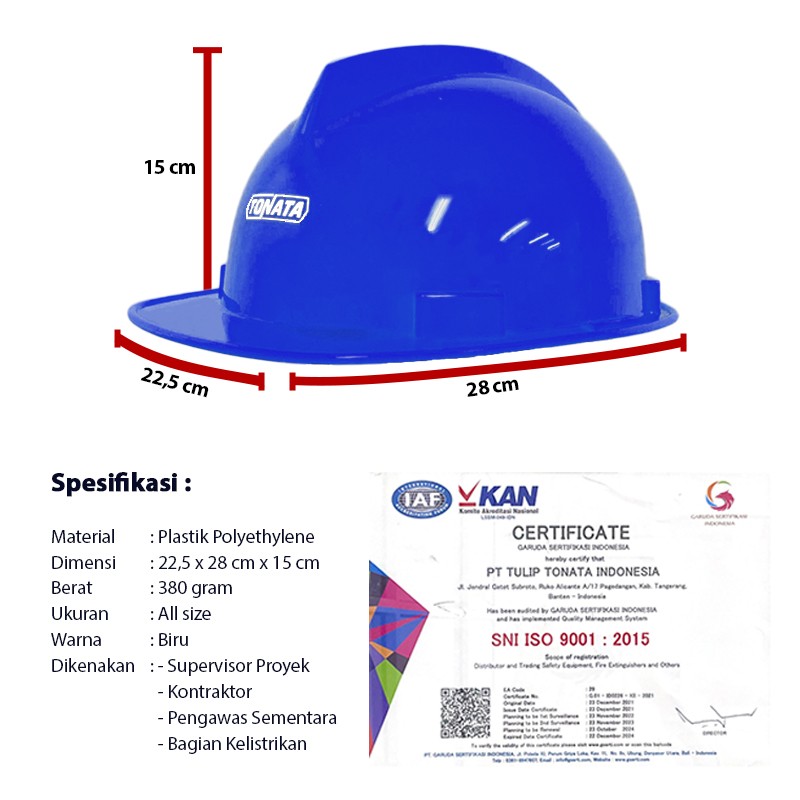 Safety Helmet / Helm Proyek Include Inner Ring / Helm Kerja Biru