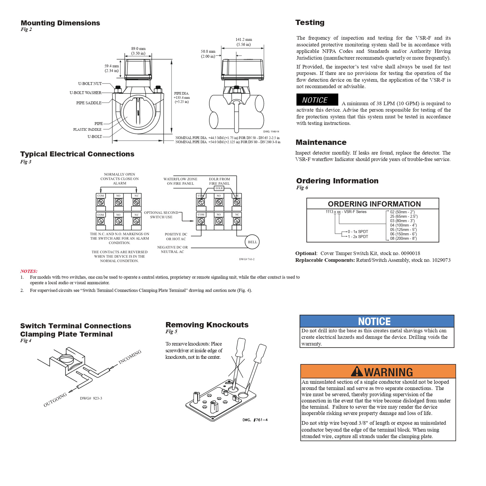 Flow Switch / Waterflow Detector (Potter) 2.5" 3" 4" 6" - 8