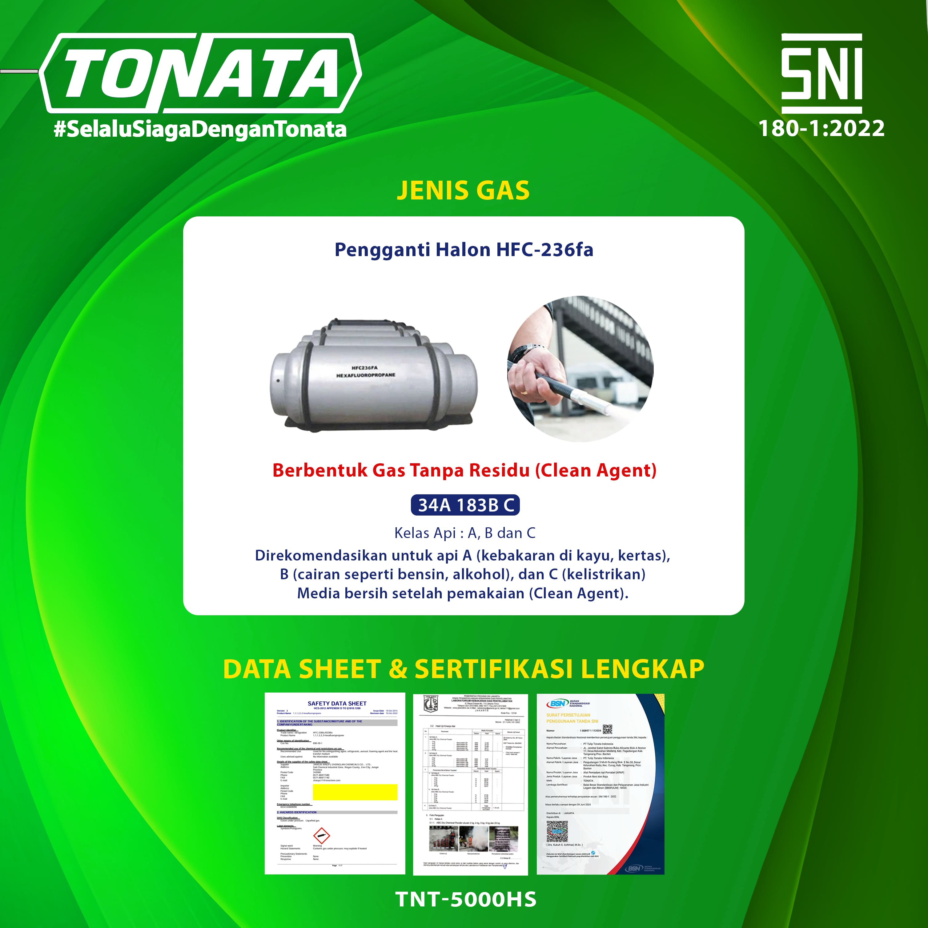 Alat Pemadam Api Tonata SNI / APAB Clean Agent HCFC/HFC 50 kg