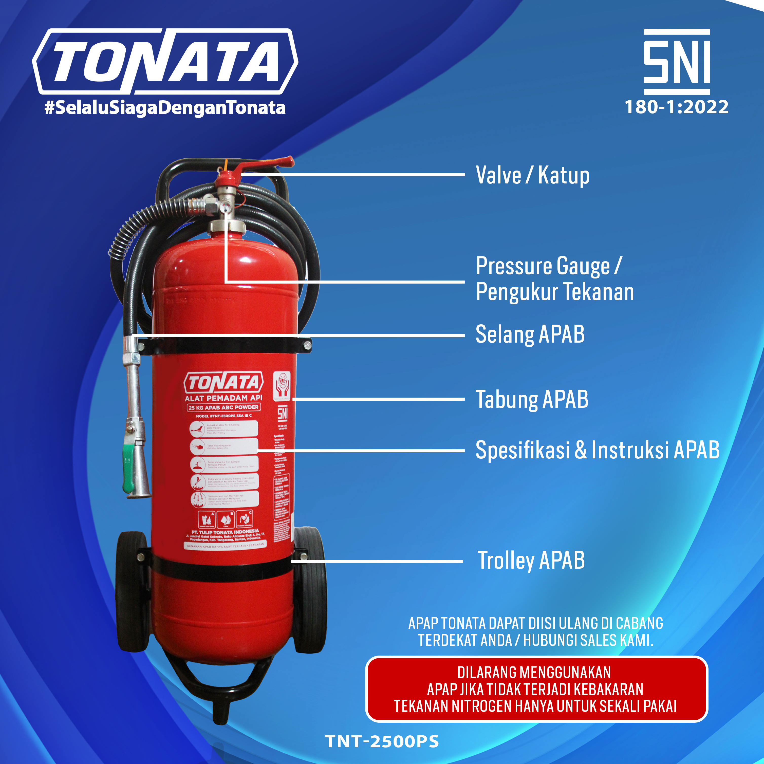 Paket Komplit Tabung APAB Tonata ABC Powder 25 Kg (SNI)