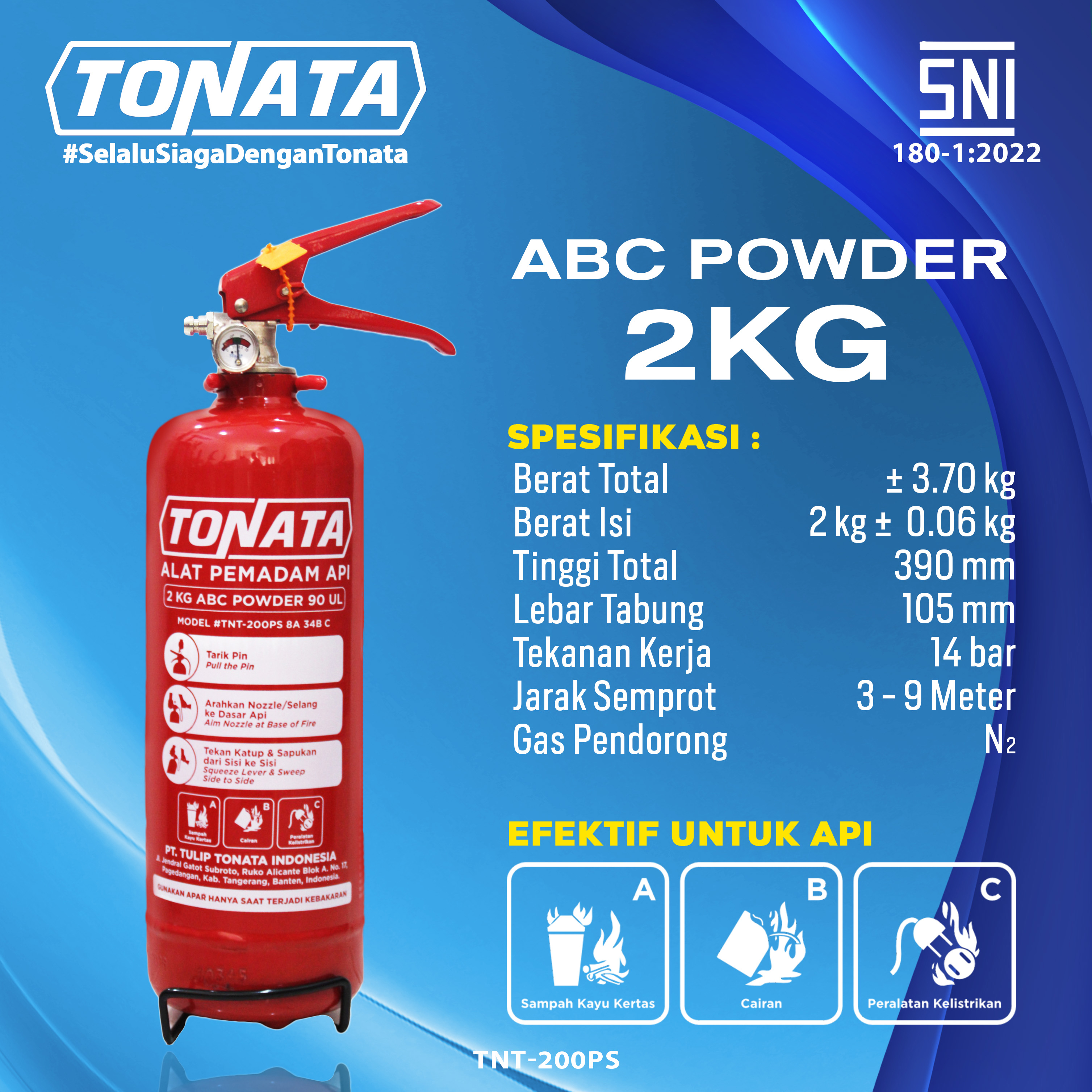 Paket Komplit Tabung APAR Tonata ABC Powder 2 Kg (SNI)