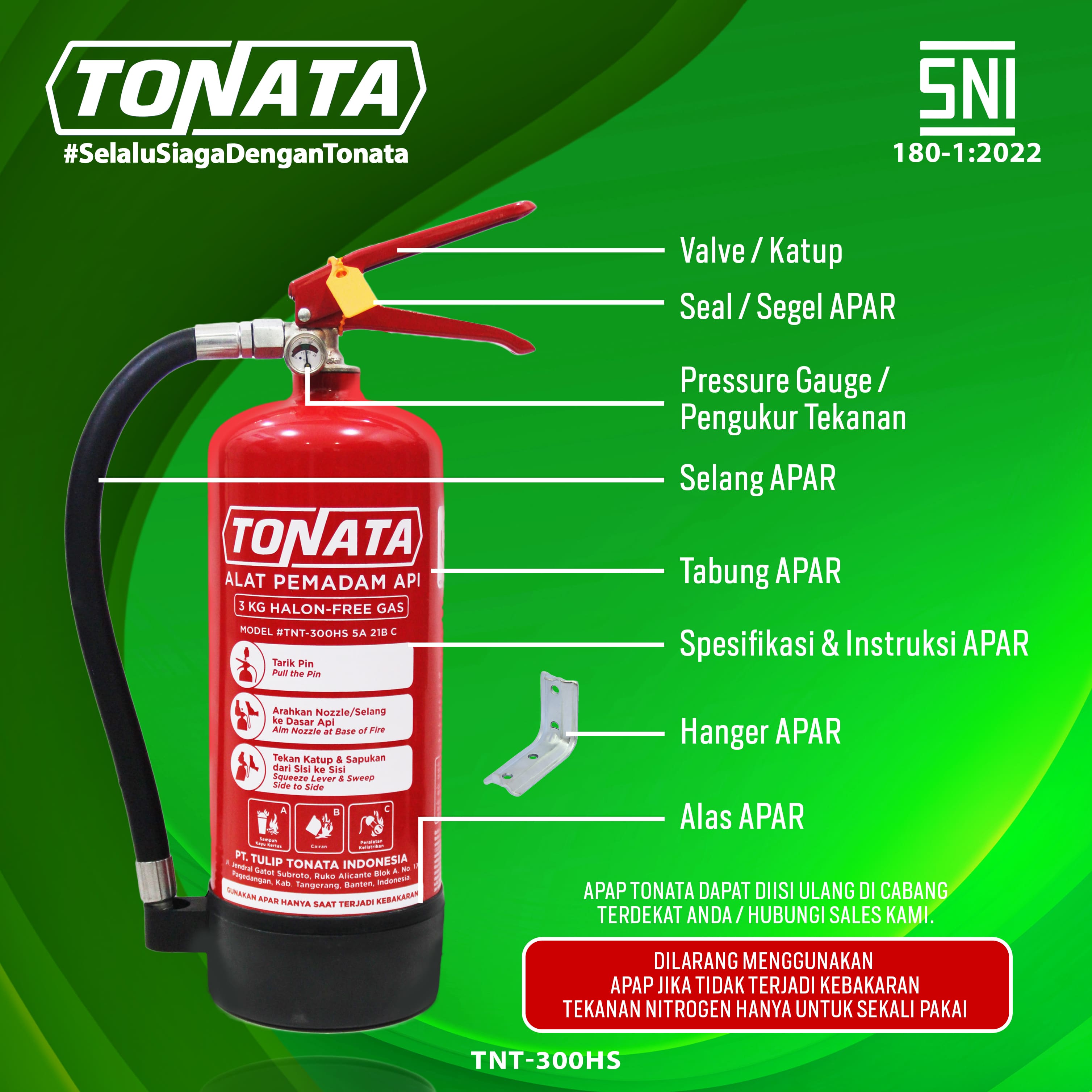 Alat Pemadam Api Tonata SNI / APAR Clean Agent HCFC/HFC 3 kg