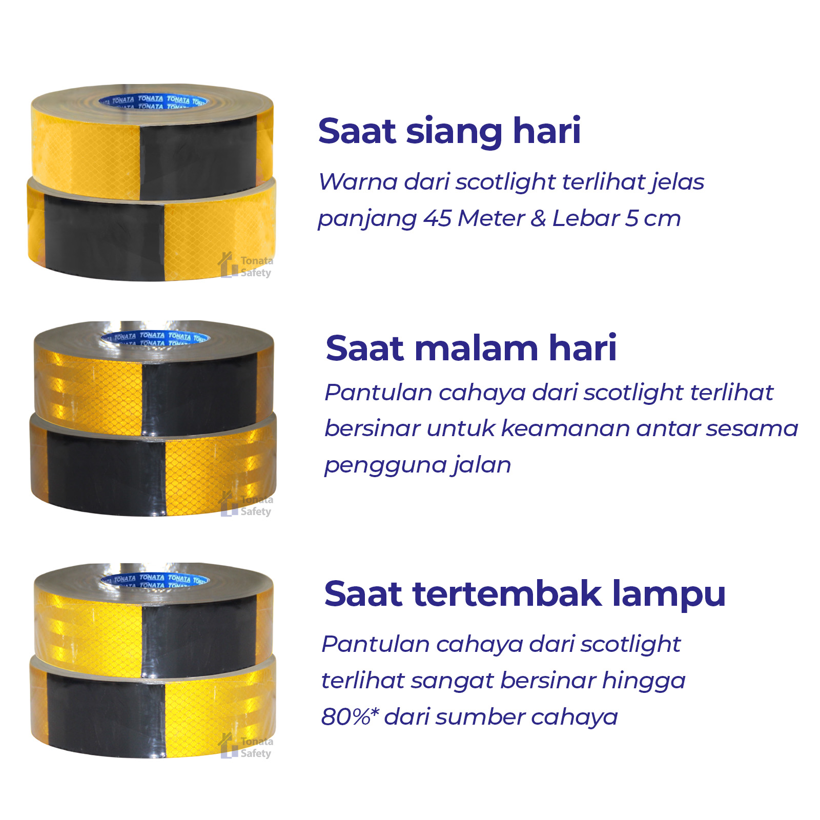Sticker Pemantul Cahaya Tonata – Scotlight Kuning Hitam 45 Meter